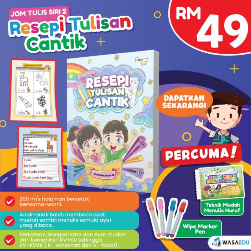 READY STOCK SET BELAJAR MENULIS BUKU RESEPI TULISAN CANTIK PERCUMA ...