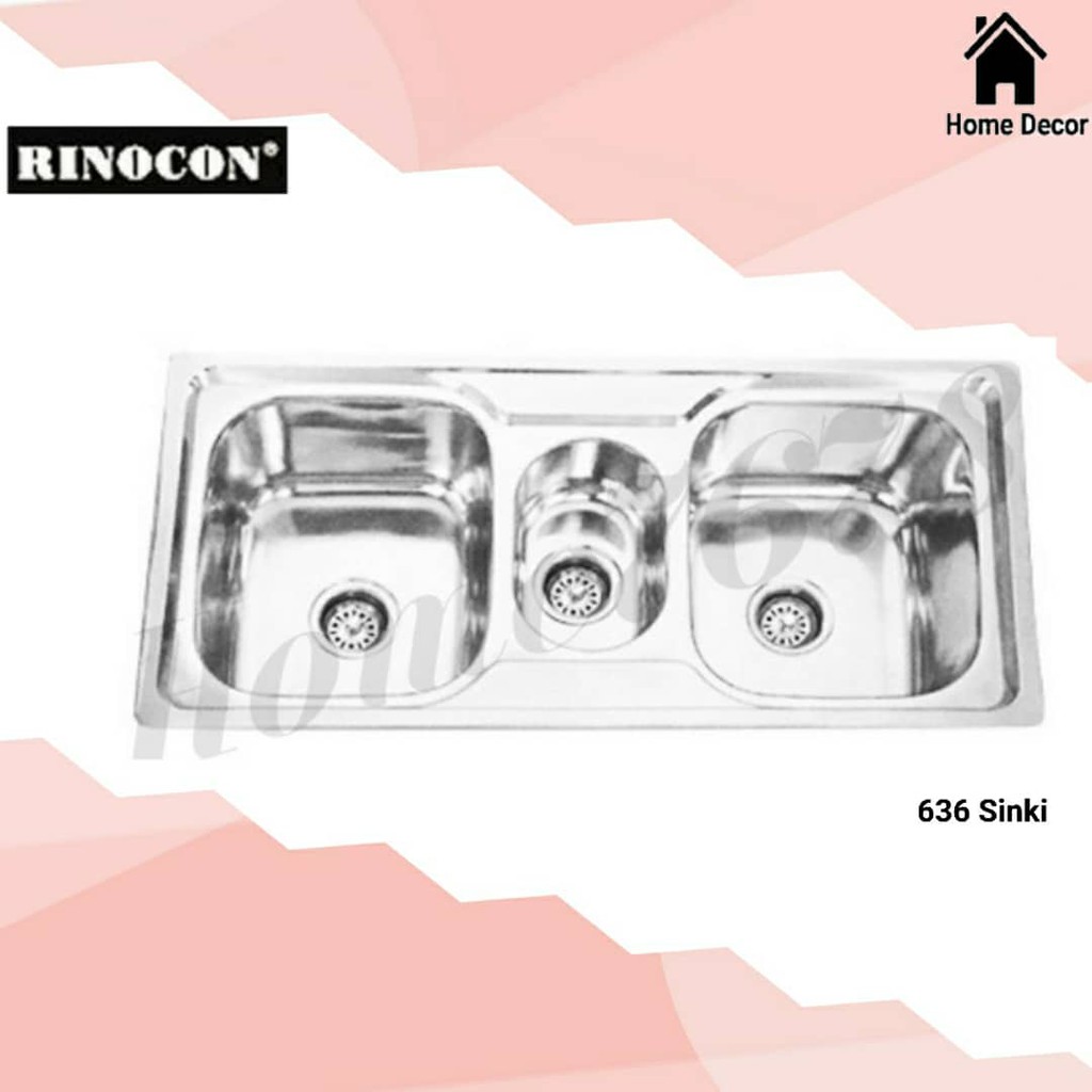 RINOCON Stainless Steel Triple Bowl Sink | Shopee Malaysia