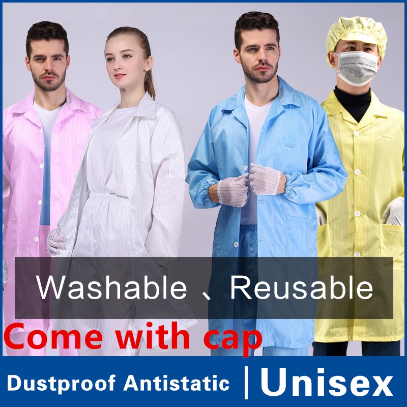 Cleanroom Suit Washable Esd Smock ppe Gown Washable Cleanroom Suit Anti ...