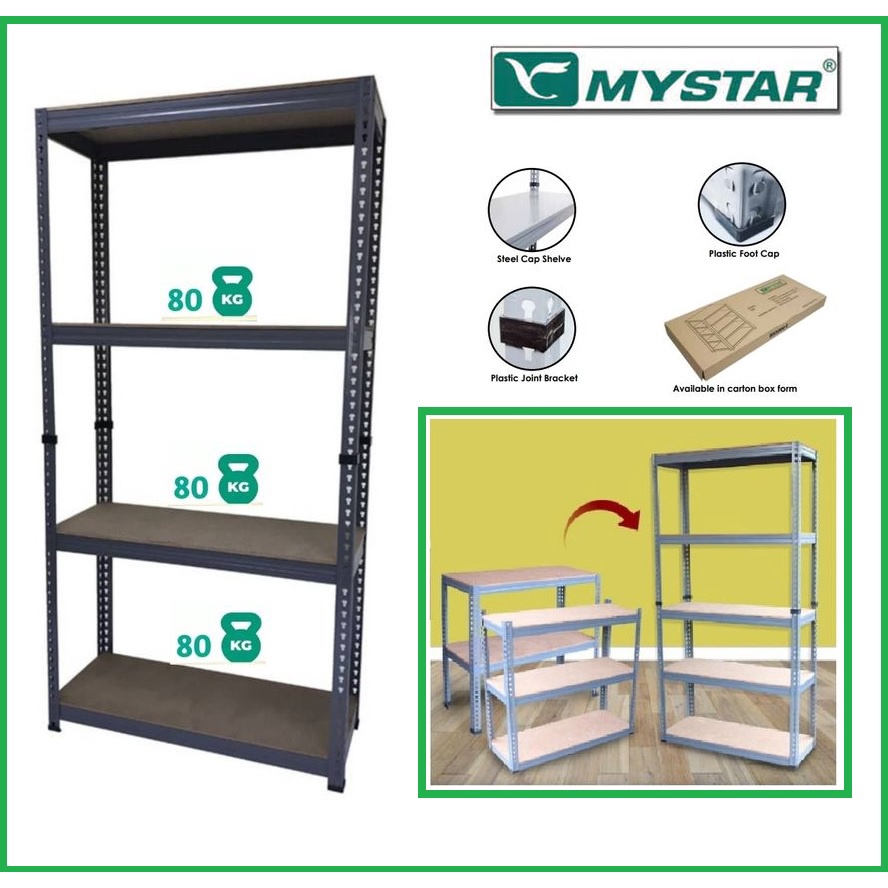 Low Cost 2 in 1 Shelving Boltless Rack 4 Tier levels 90cm x 35cm x ...