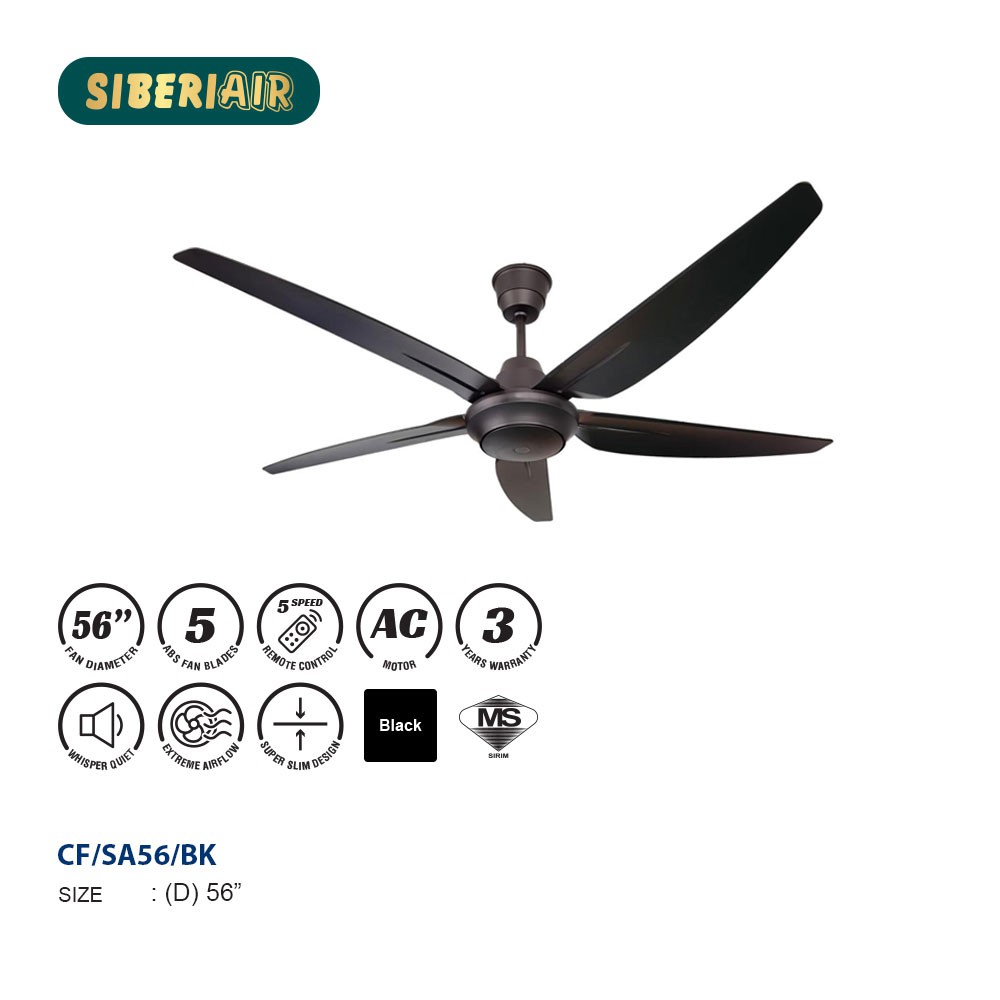 SIBERIAIR 42"/56" SA42/SA56 5 Blade Ceiling Fan with Remote Control ...