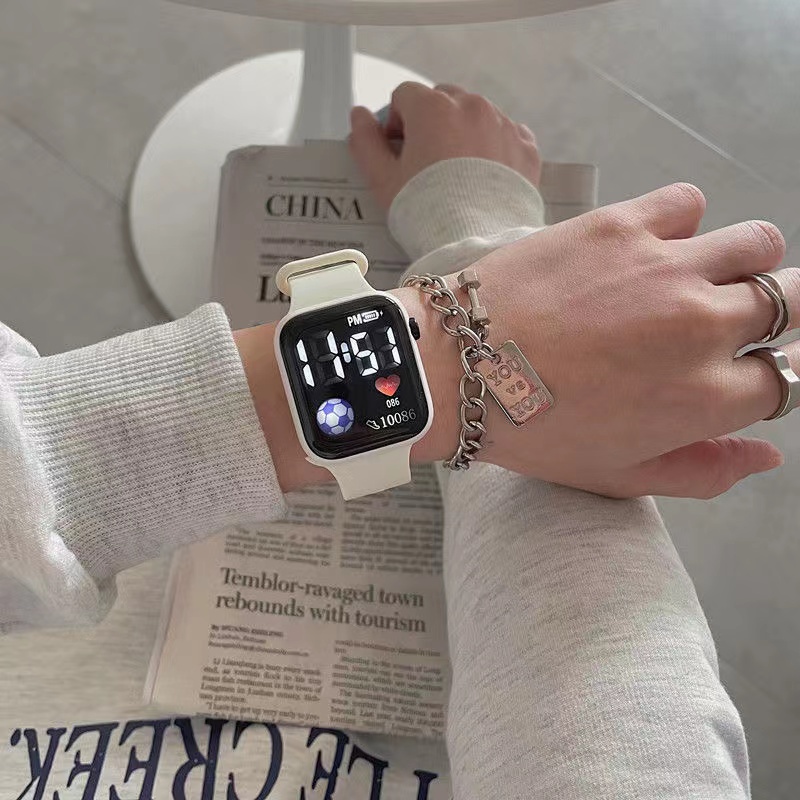 8 Colors 30m Waterproof LED Electronic Watch Digital Screen Square Map ...