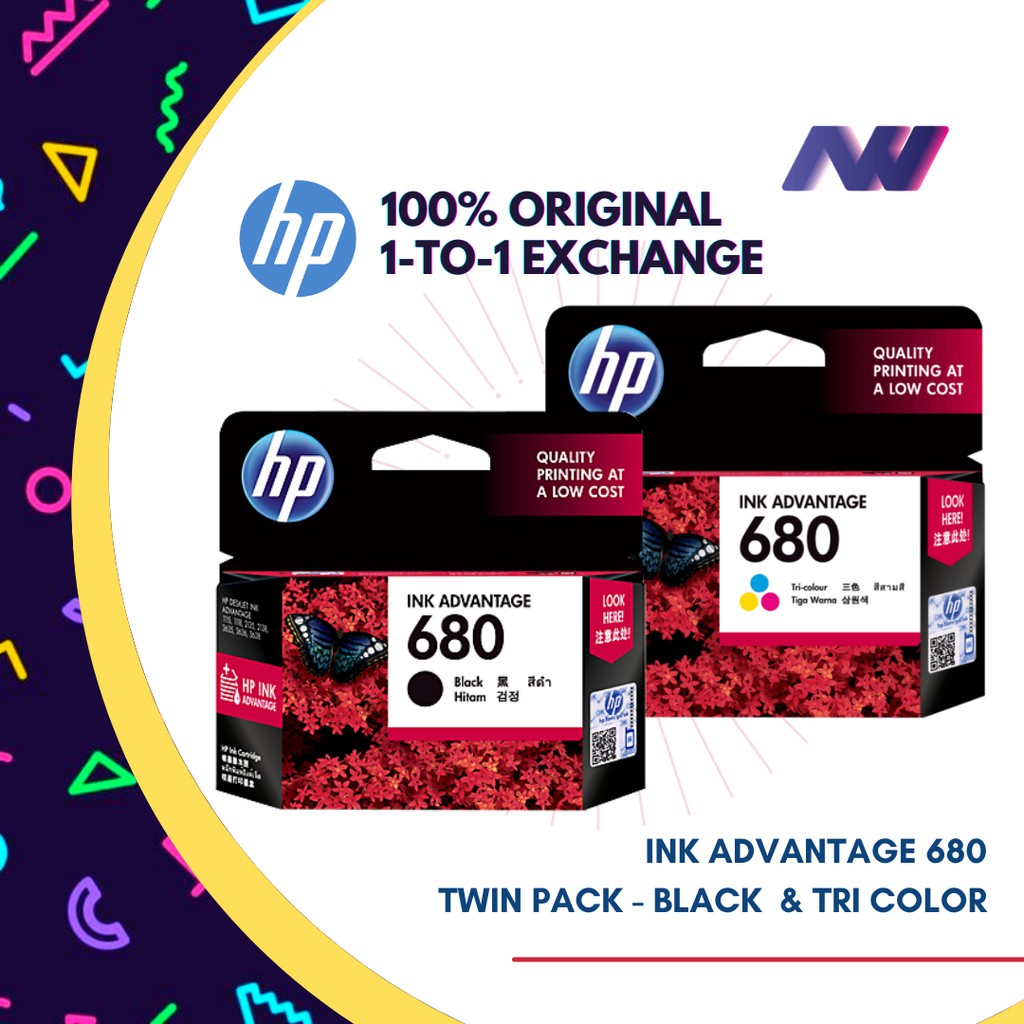 (Ready Stock) HP 680 INK CARTRIDGE F6V27AA / F6V26AA 100% ORIGINAL ...