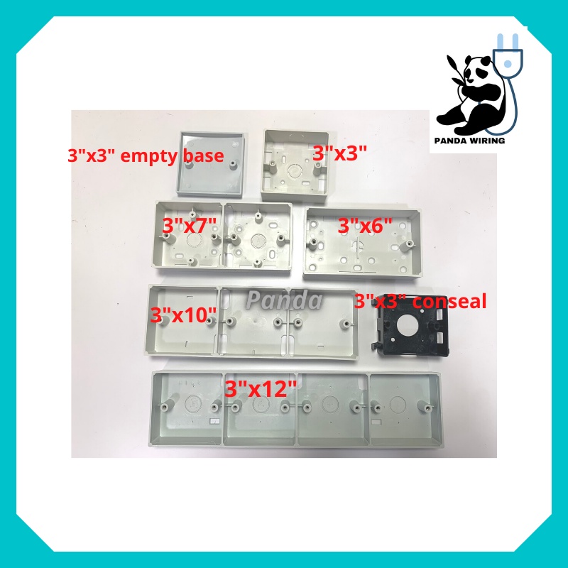 PVC BOX SURFACE TYPE NUT / ELECTRICAL BOX / WHITE BOX / BASE 3X3 / 3X7 ...