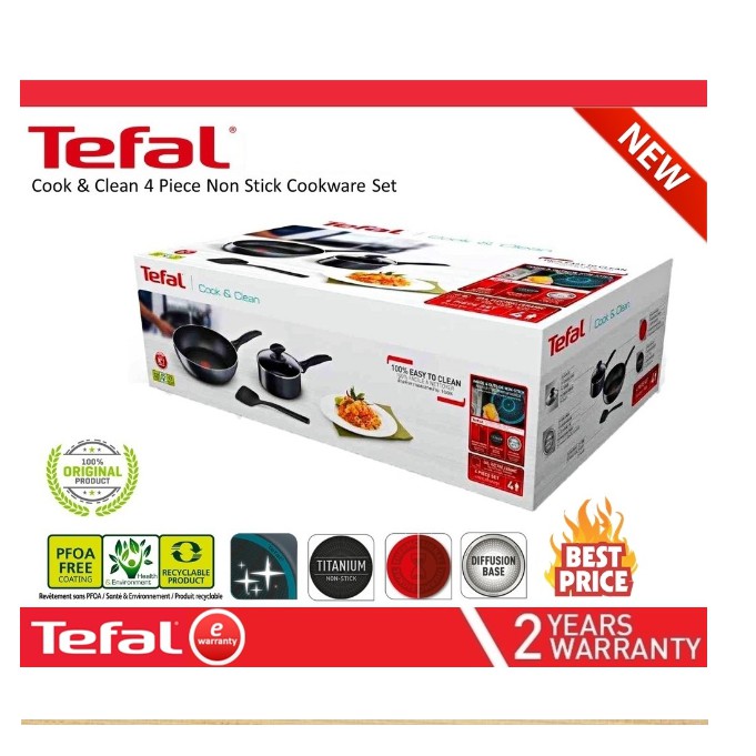Tefal Cook & Clean 4 Piece Non-Stick Set | Shopee Malaysia