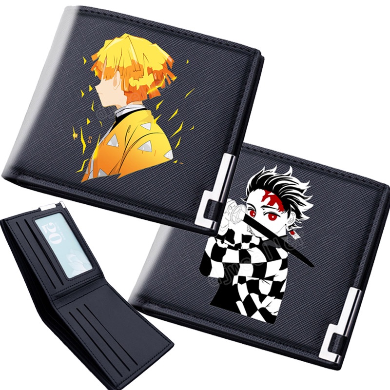 Demon Slayer Men Bifold Wallets Pu Leather Anime Print Boy Short Purse ...