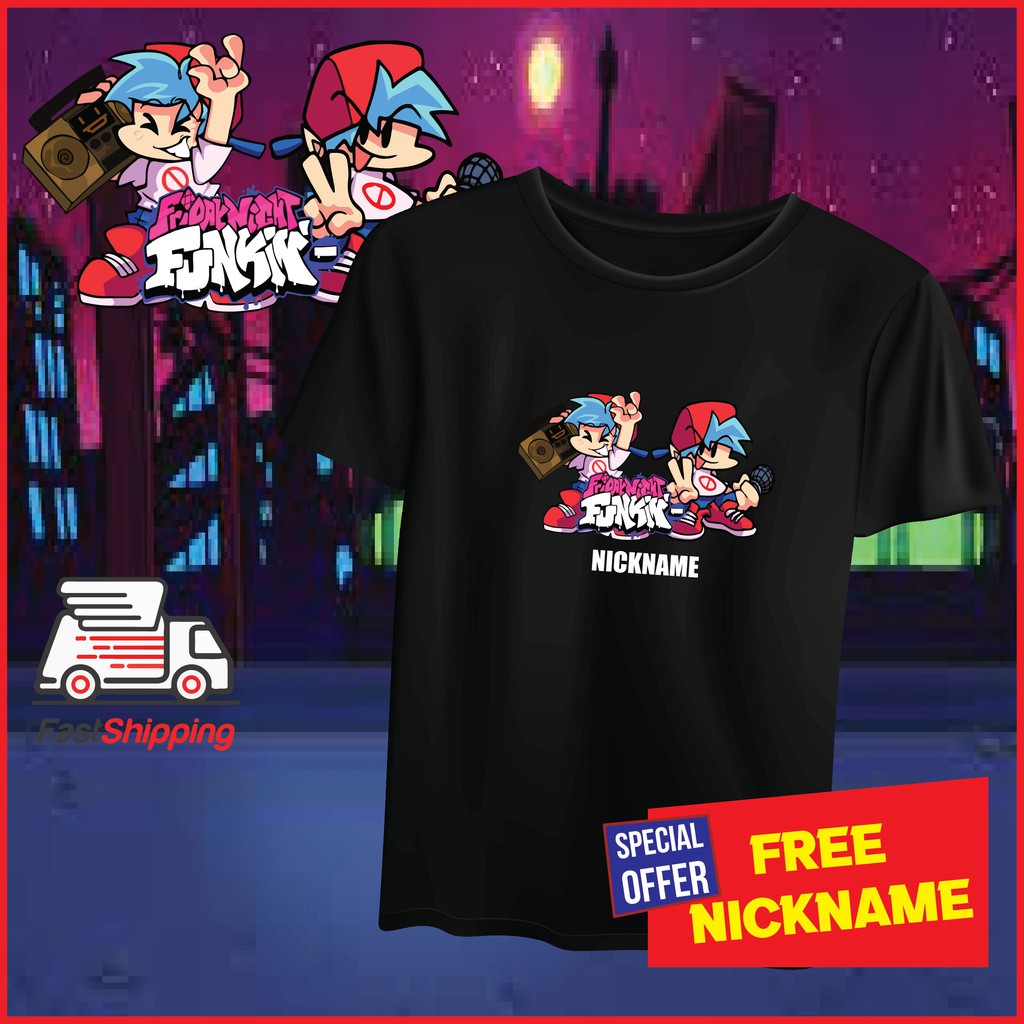 FREE ADD NICKNAME Friday Night Funkin GAME TSHIRT READY STOCK / TEE 100 ...