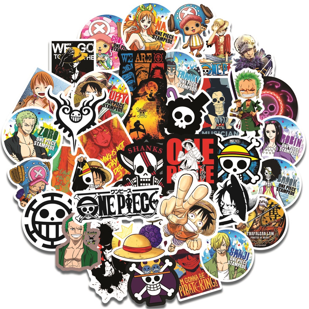 ONE PIECE (PIRATE KING) 50 pcs Waterproof Non Repeating Stickers Pack ...