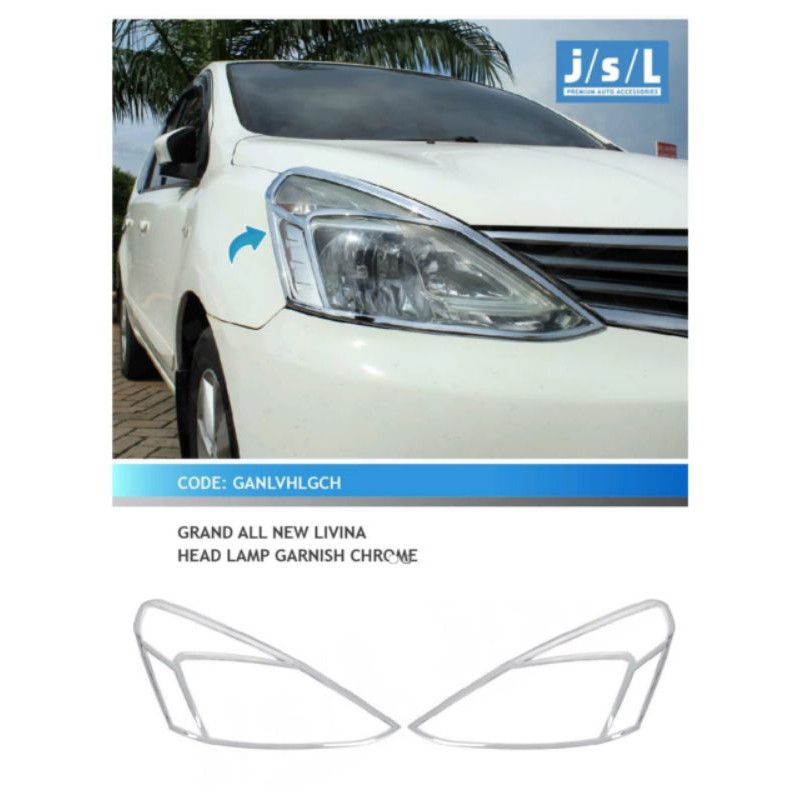 Grand all new livina headlight garnish chrome head lamp garnish jsl ...