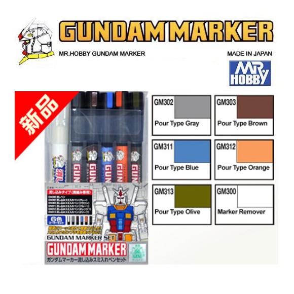 [Gunpla] MR.HOBBY Gunplay Marker Set GMS122 Plain Special Ink Line ...
