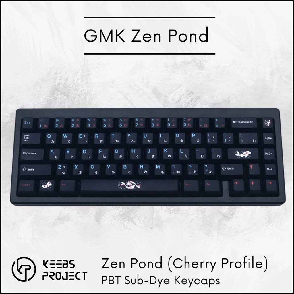 GMK Zen Pond PBT keycaps | 129 keys | Dye-Sub | Black White Keycaps ...