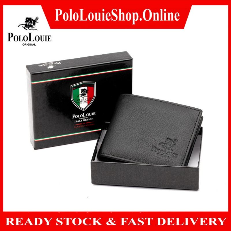 [Gift Box] Original Polo Louie Men's Luxury Genuine Leather Short Bi ...
