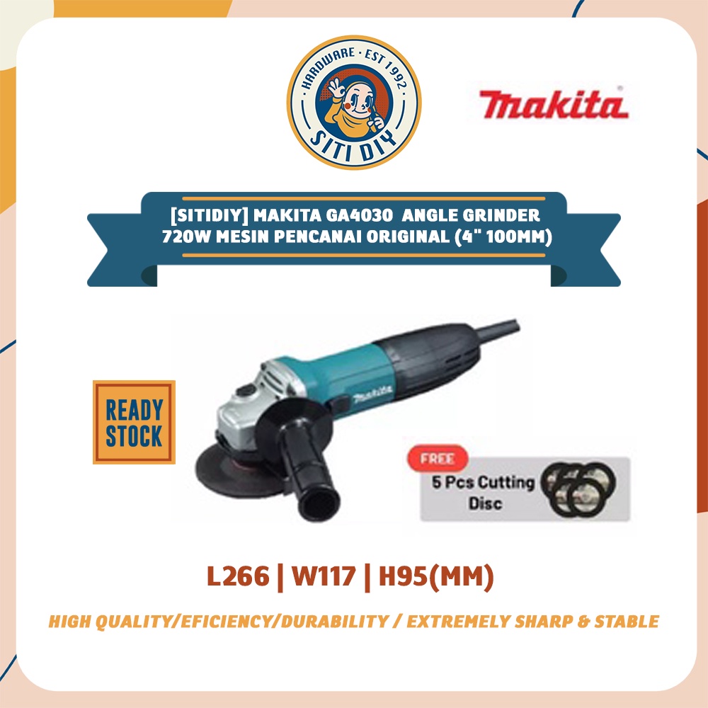 Makita GA4030 4" 100mm Angle Grinder 720w Mesin Pencanai Original FREE ...