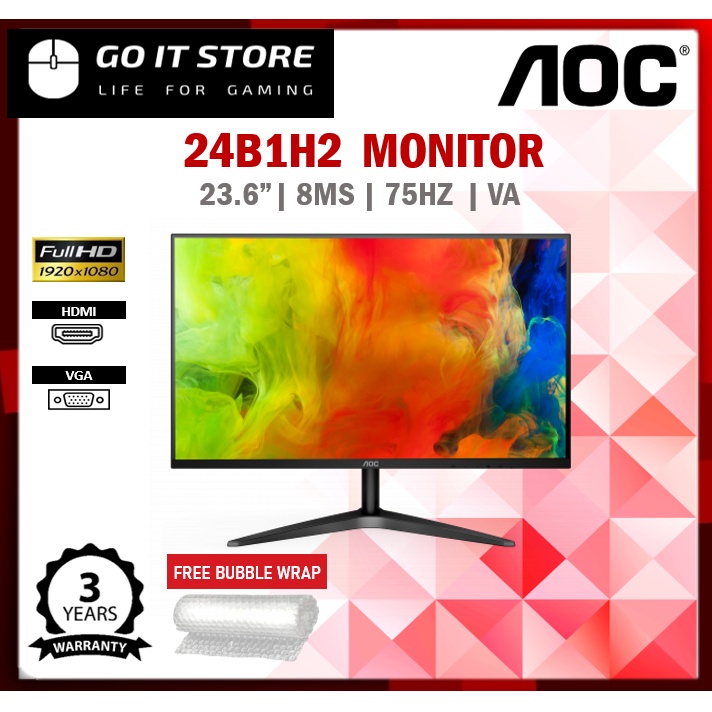 AOC 24 " 24B1H2 75Hz 8MS VA Slim Adaptive Sync Flicker Free LED Monitor ...