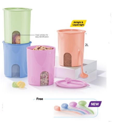 *1pc/2pcs/4pc*Tupperware One Touch Window Canister Small 2.0L OT 2L(4)with Condiment Ladle spoon ...