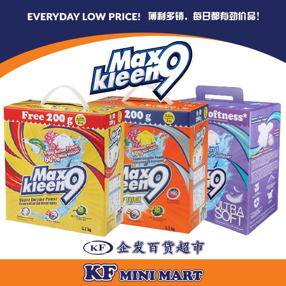 MAXKLEEN 9 MAX KLEEN 9 Super Enzyme Powder Detergent 3.2KG 2.8KG ...