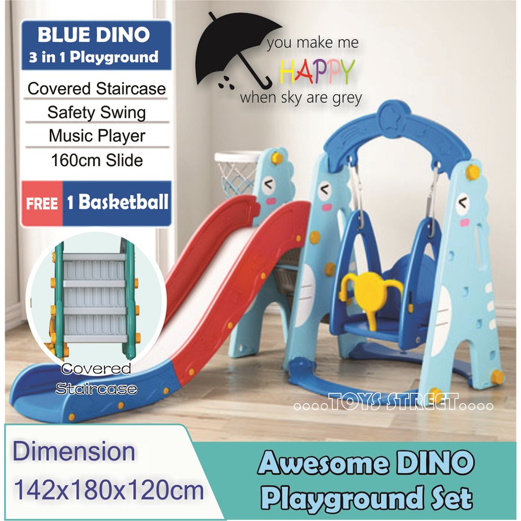 TOYS STREET INDOOR OUTDOOR AWESOME DINOSAUR PLAYGROUND SWING & SLIDE ...