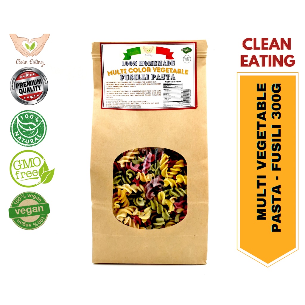 Clean Eating Multicolor Vegetable Fusilli Pasta 300g | Shopee Malaysia