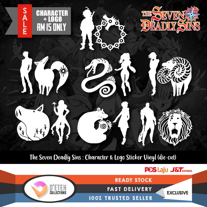 THE SEVEN DEADLY SINS : Character & Logo Stickers Vinyl (die-cut ...