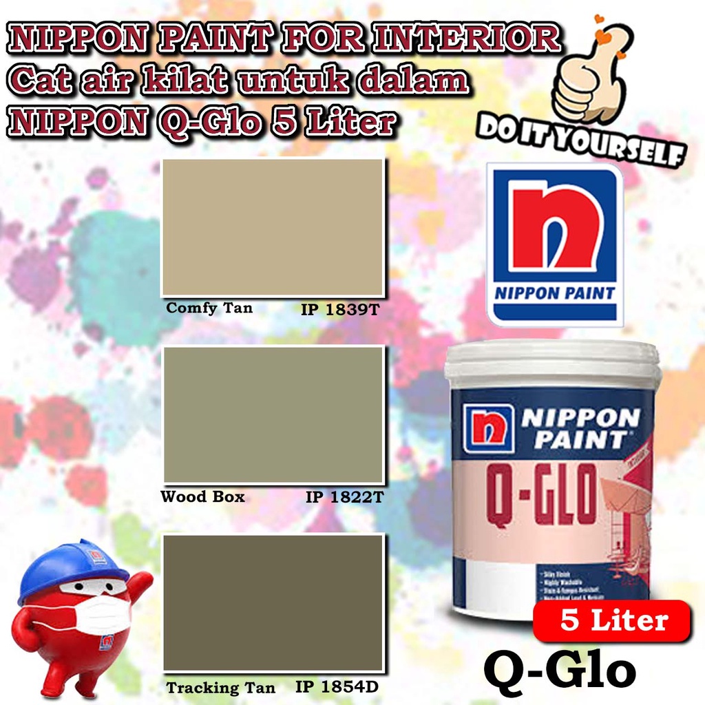 Nippon paint Q Glo Interior 5 Liter Comfy Tan 1839T / Wood Box 1822T ...