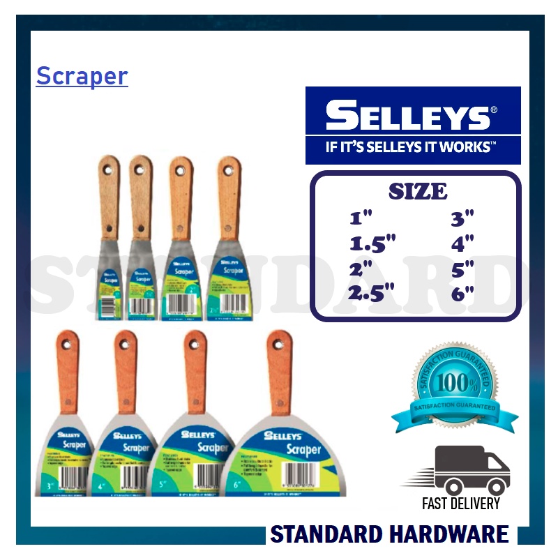 Selleys Stainless Steel Wood Handle Scrapper Paint Floor Wall Scraper ...