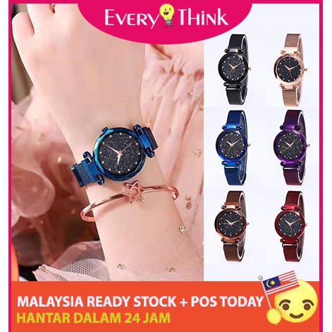 🔥Ready Stock🔥 Ladies Watch Star Starry Diamond Quartz Women Magnetic ...