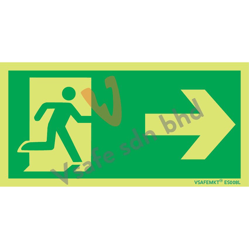 Exit Keluar Escape Glow in the dark vinyl sticker safety signage with ...