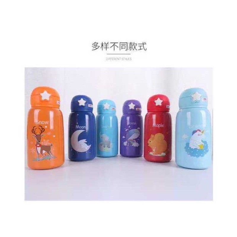 550ml Insulated Double Wall Cartoon Thermos 316 Stainless Steel Straw Water Bottles For School ...