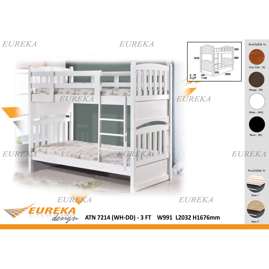 EUREKA 14 Double Decker Single/Super Single Bed / Katil 2 Tingkat Kayu ...
