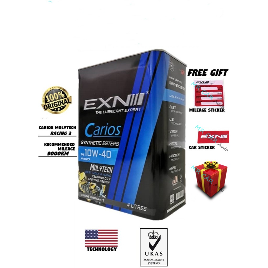 EXN ENGINE OIL CARIOS MOLYTECH RACING 3 10W-40 (4LITRES) | Shopee Malaysia