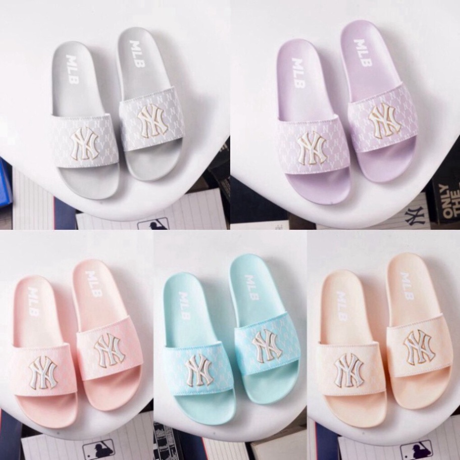 Mlb NY MONOGRAM Horizontal Strap Slippers - Smooth Feet, Durable Sole ...