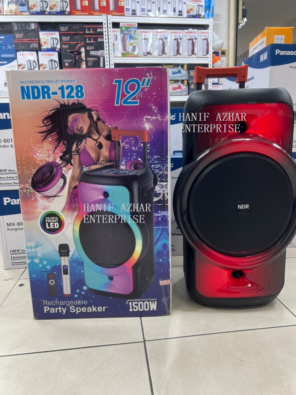 SPEAKER POWERFULL SOUND MULTIMEDIA DJ TROLLEY SPEAKER NDR-128 Rechargeable Party Speaker with ...