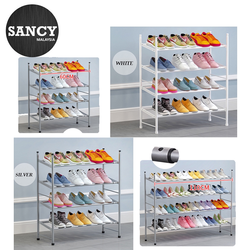 SANCY 4 Layers Shoe Rack Expandable Length Shoes Organizer Slipper Flip ...