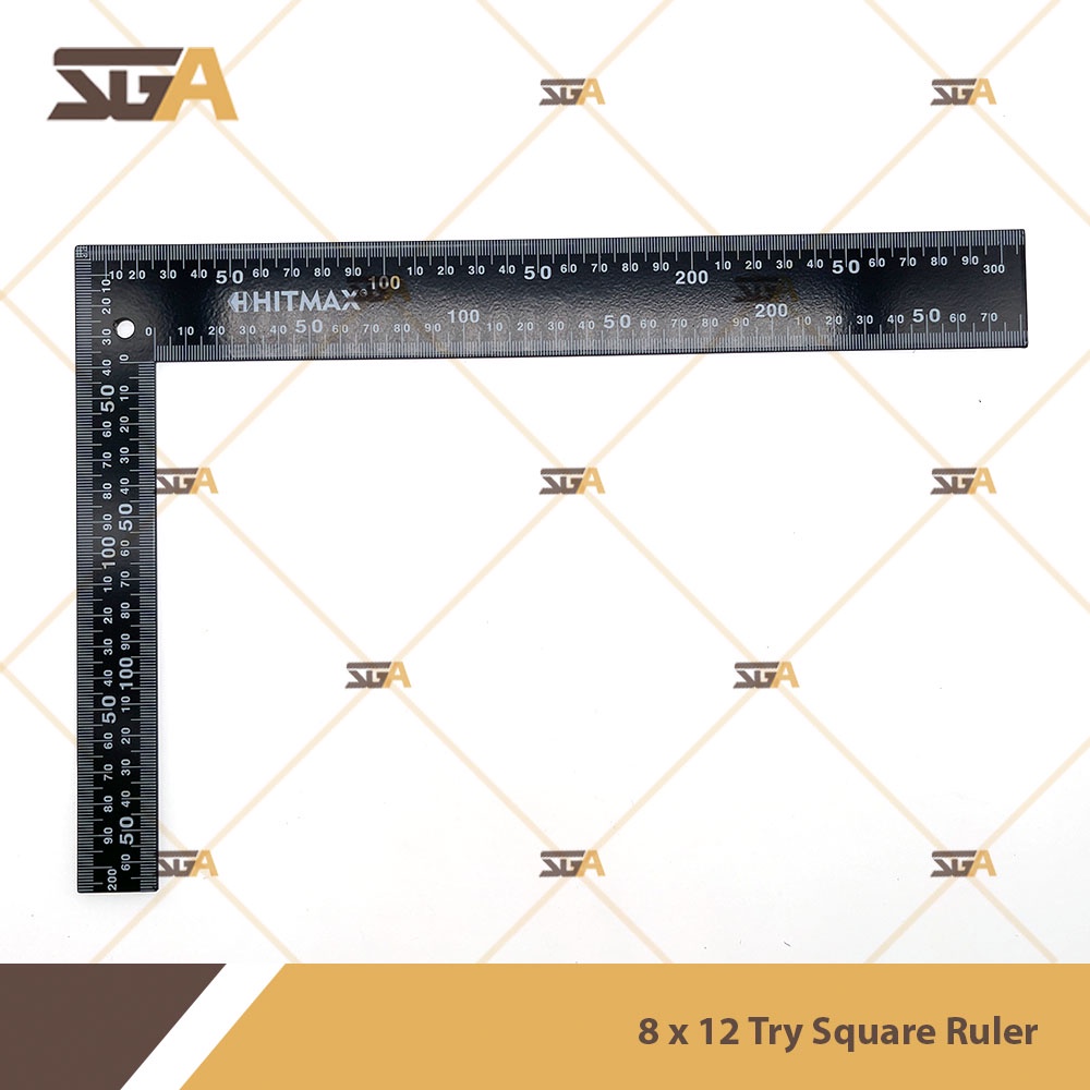 HITMAX 8 x 12 Black Try Square Ruler / Sesiku L / Angle Try Square / L ...