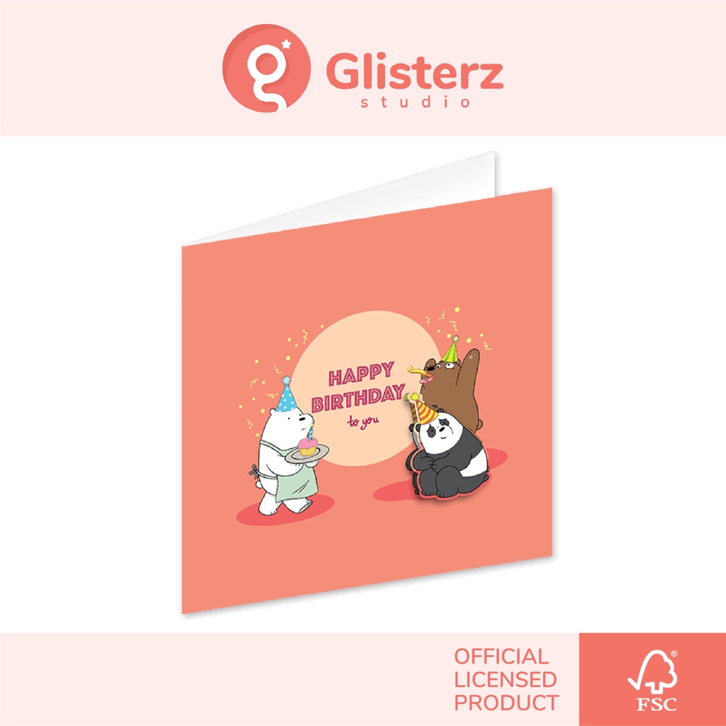 Glisterz 3D Greeting Card - We Bare Bears Happy Birthday Card (WBB ...