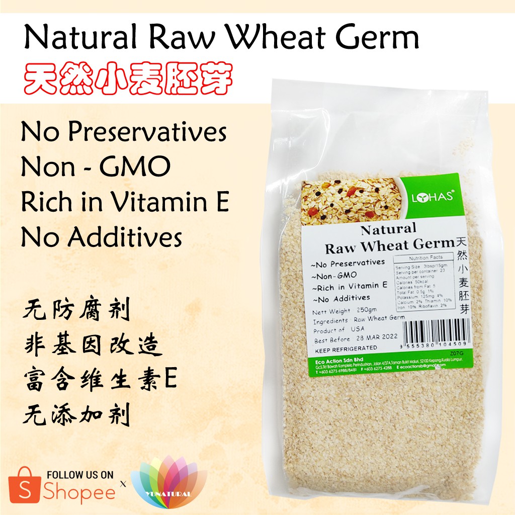 [LOHAS] Natural Raw Wheat Germ 天然小麦胚芽 250g Nutrition Food 小麦胚芽 | Shopee ...
