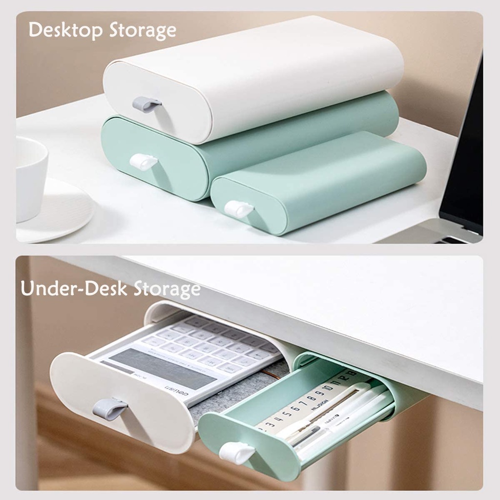 Big Drawer Under Desk Table Storage Organizer Self Sticker Hidden Slide ...