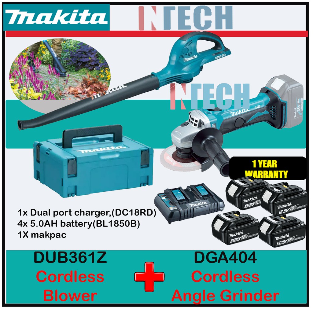 MAKITA COMBO KIT DUB361Z CORDLESS BLOWER+DUM168Z CORDLESS GRASS SHEAR+4x5.0AH+DUAL PORT CHARGER ...