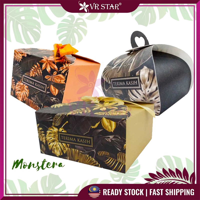 VRstar Monstera Design Souvenir Box Kotak Gula Hadiah Wedding Doorgift ...