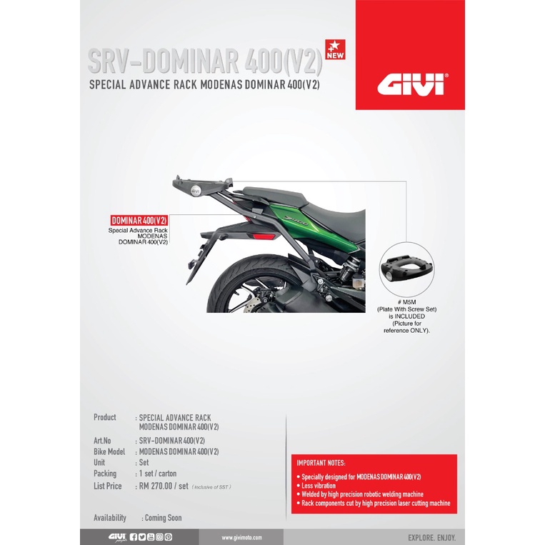 SPECIAL ADVANCE RACK MODENAS DOMINAR 400 V2 | Shopee Malaysia
