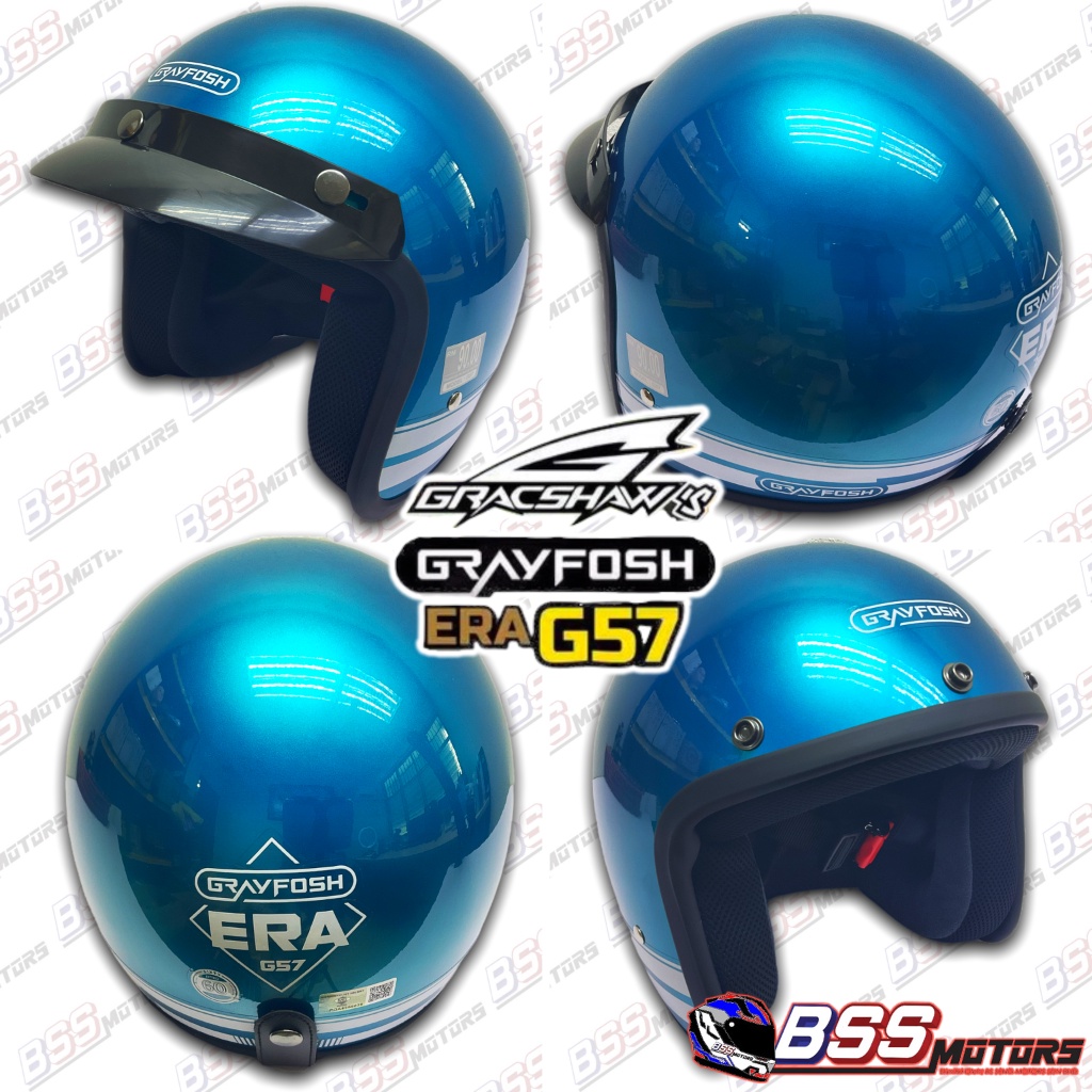 Gracshaw Grayfosh ERA G57 Helmet Premium SIRIM Removeable Padding Retro ...