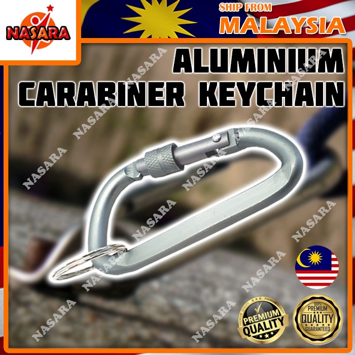 NASARA ~ ALUMINIUM D-TYPE / 8D SHACKLE CARABINER CLIP SPRING SNAP ...
