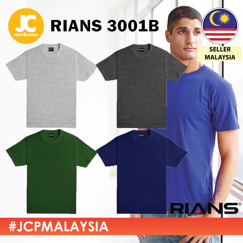 RIANS Unisex 3001B Adult Short Sleeve Basic Plain Tee - Navy / Forest ...