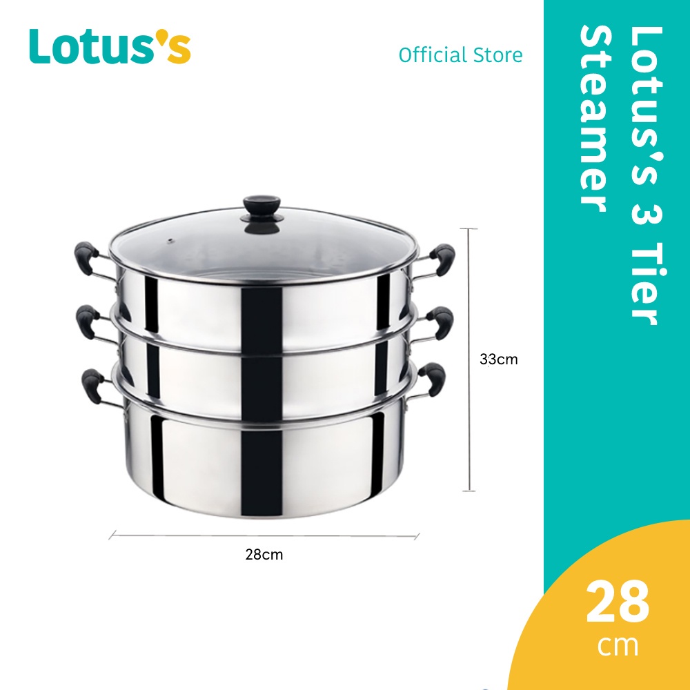 Lotus's Stainless Steel 3 Tier Steamer 28CM | Shopee Malaysia