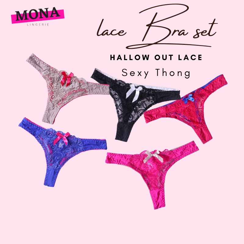 Bra Set Flora Lace With Sexy Thong Women Set Pakaian Dalam Wanita Push