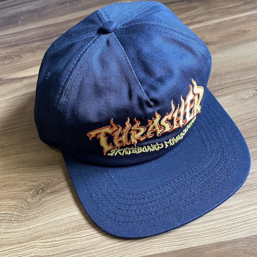 THRASHER - Fire logo Navy Snapback Cap | Shopee Malaysia