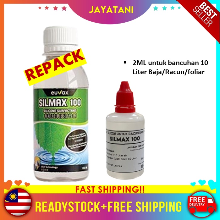50ml Silmax 100 Silicon Surfactan Pelekat Baja Dan Racun Foliar ...