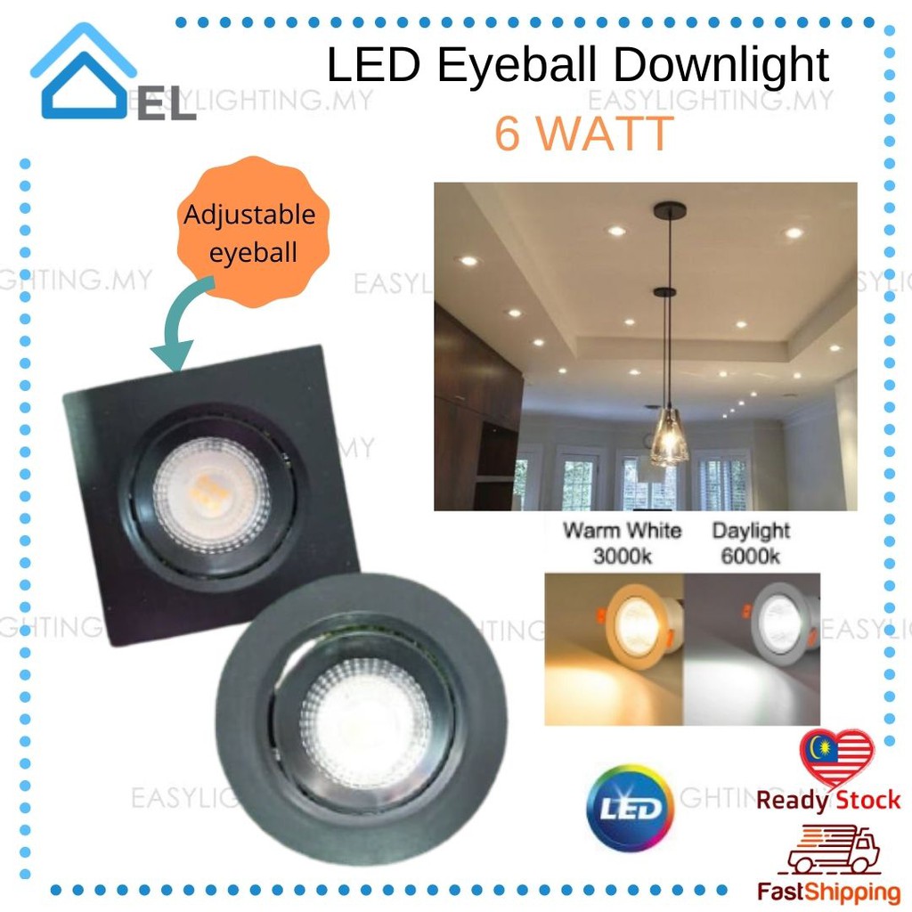 LED EYEBALL DOWNLIGHT ADJUSTABLE BLACK COLOUR 6 WATT GOOD QUALITY ...