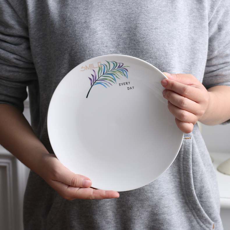 Tableware 8inch Round Ceramic Dinner Fruit Snack Plate Porcelain ... Tableware 8inch Round Ceramic Dinner Fruit Snack Plate Porcelain ...