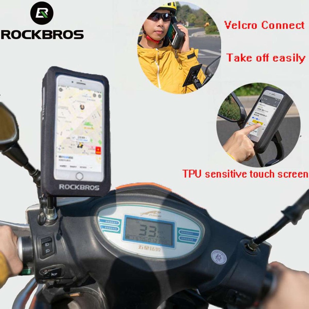 (GENUINE & LARGE) RockBros Premium Motorcycle Phone Bag Phone Stand bag ...